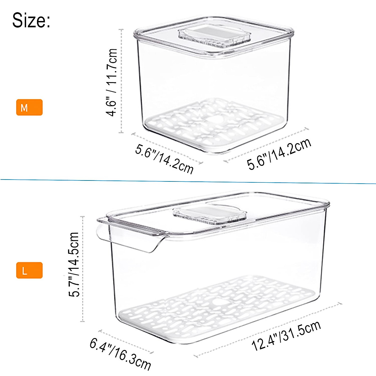 iPEGTOP Fridge Produce Saver Food Storage Bin Containers, Stackable Refrigerator Freezer Organizer Fresh Keeper Container with Vented Lids, 6 Pack