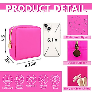 UIXIZQ Waterproof Mini Makeup Bag Pouch for Purse,Small Cosmetic Travel Bag Pouch Nylon Toiletry Organizers Bag for Women Girls,Cute Mini Zipper Pouch Preppy Coin Purse for Work(Mini-Hot Pink)
