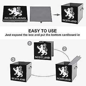 Lion Rampant Scotland Scottish Canvas Collapsible Storage Bins Cube Organizer Baskets with Handles for Home Office Car
