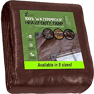 Tarps Heavy Duty Waterproof - Tarp Cover Brown/Silver, Thick Material, Tear Proof, UV Resistant, Heavy Duty Edges, Boat Tent, RV or Pool Cover 10x12