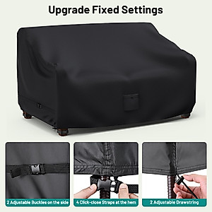 Brosyda Patio Sofa Cover For Outdoor Furniture Covers Waterproof, Heavy Duty Patio Furniture Covers with Upgrade Fastener Windproof Buckle Straps, 3-seater Outdoor Couch Cover-60"L × 34"D × 30"H