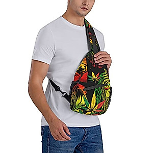 Sling Bags,Jamaican Flag King Lion Men Women Shoulder Backpack,Chest Bag Daypack for Hiking Travel