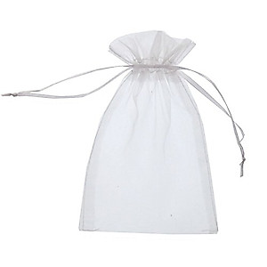 SumDirect  White Organza Bags with Drawstring - 100Pcs 5x7 inch Jewelry Pouches, Wedding Favor Gift Bags for Christmas Party