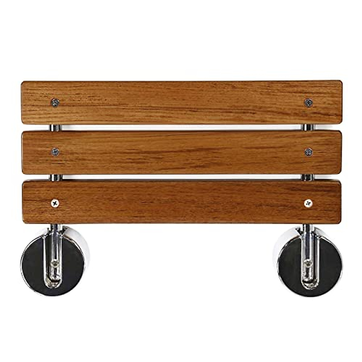 20" Teak Wood Modern Folding Shower Seat Bench, Clear Coated for Protection and Premium Smooth Finish, Medical Wall Mount Foldable Fold Up Chair Bathroom Stool Foldaway Shower Seating