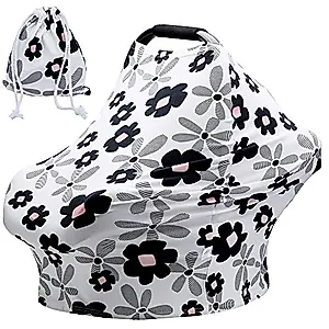 Arnzion Baby Hooded Towels for Girls Floral Babies Car Seat Protector Infant Bating Towels for Girls (Black)