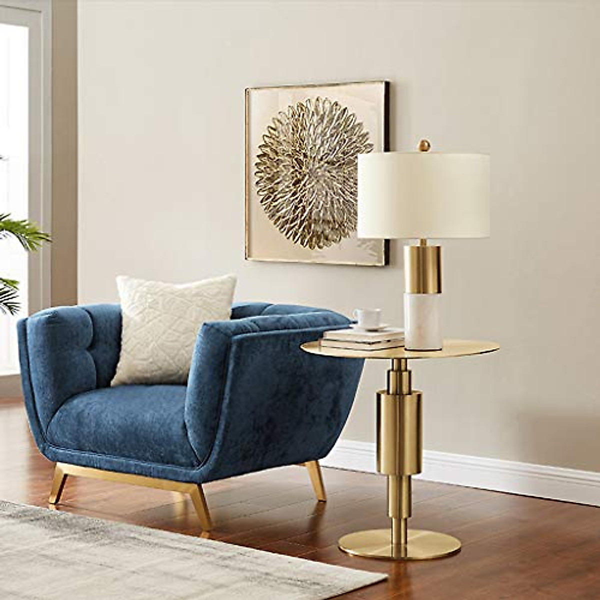 Articles for daily use Light Luxury Stainless Steel Round Sofa Side Table Living Room Coffee Table, Metal Frame, Living Room Sofa Side Table bar Small Round Table Coffee Table, Gold