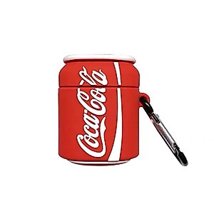 Ultra Thick Soft Silicone Coke Cola Case for Apple AirPods 1 2 1st 2nd Generation AirPods1 AirPods2 Red Can Drink Classic Decent Simple Design Boys Girls Men