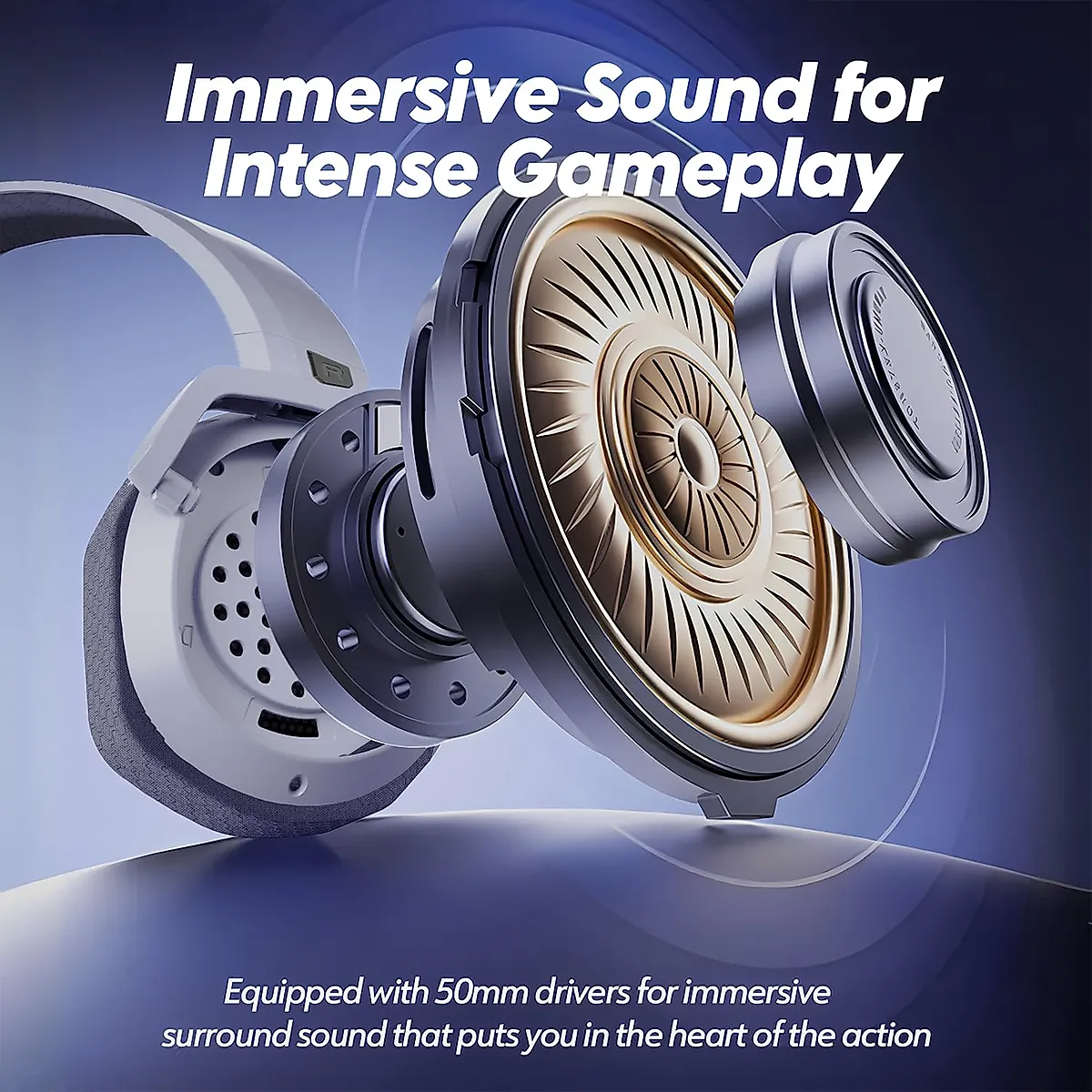 NUBWO G06 Dual Wireless Gaming Headset with Microphone for PS5, PS4, PC - 23ms Low Latency Audio - 100-Hour of Playtime - 50mm Drivers (White-Black)