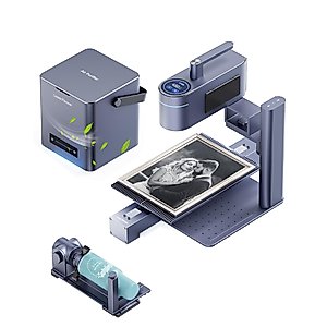 LaserPecker LP4 Laser Engraver Ultimate Bundle with Air Purifier, Slide and Rotary Extension, Dual Laser Engraving and Cutting Machine for Metal, Wood, Acylic, Jewelry etc.