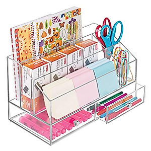 iDesign Plastic Tiered Divided Cosmetic Organizer with Drawers for Storage of Makeup, and Accessories on Vanity, Countertop, or Cabinet, 12.97" x 6.96" x 8.25" - Clear