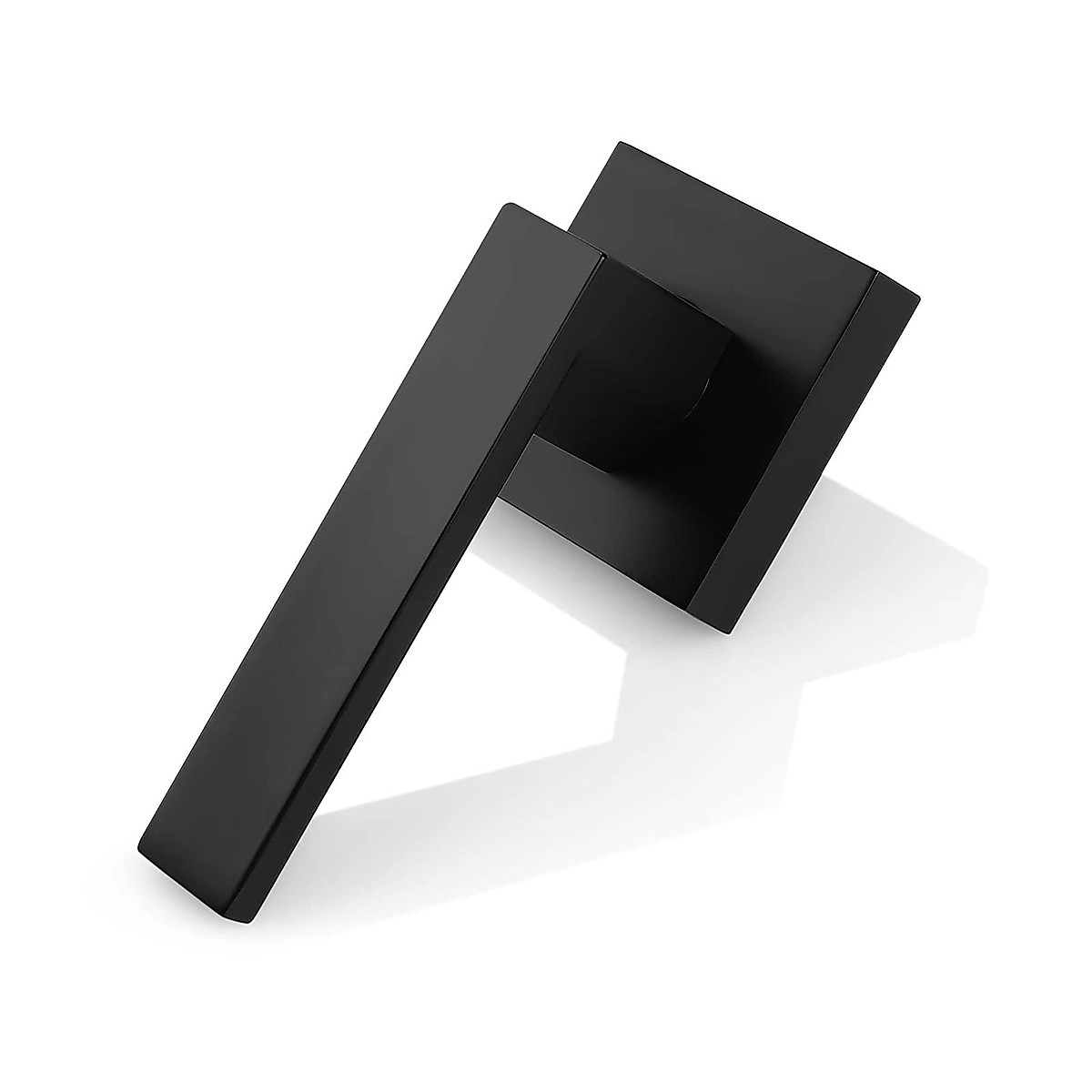 Probrico [Pack of 2 Door Lever Dummy Lever Door Handle for Closets French Doors,Square Dummy Door Lever,Non-Turning Single Side Pull with Black Finish,Easy Installation Pull Only Lever Set