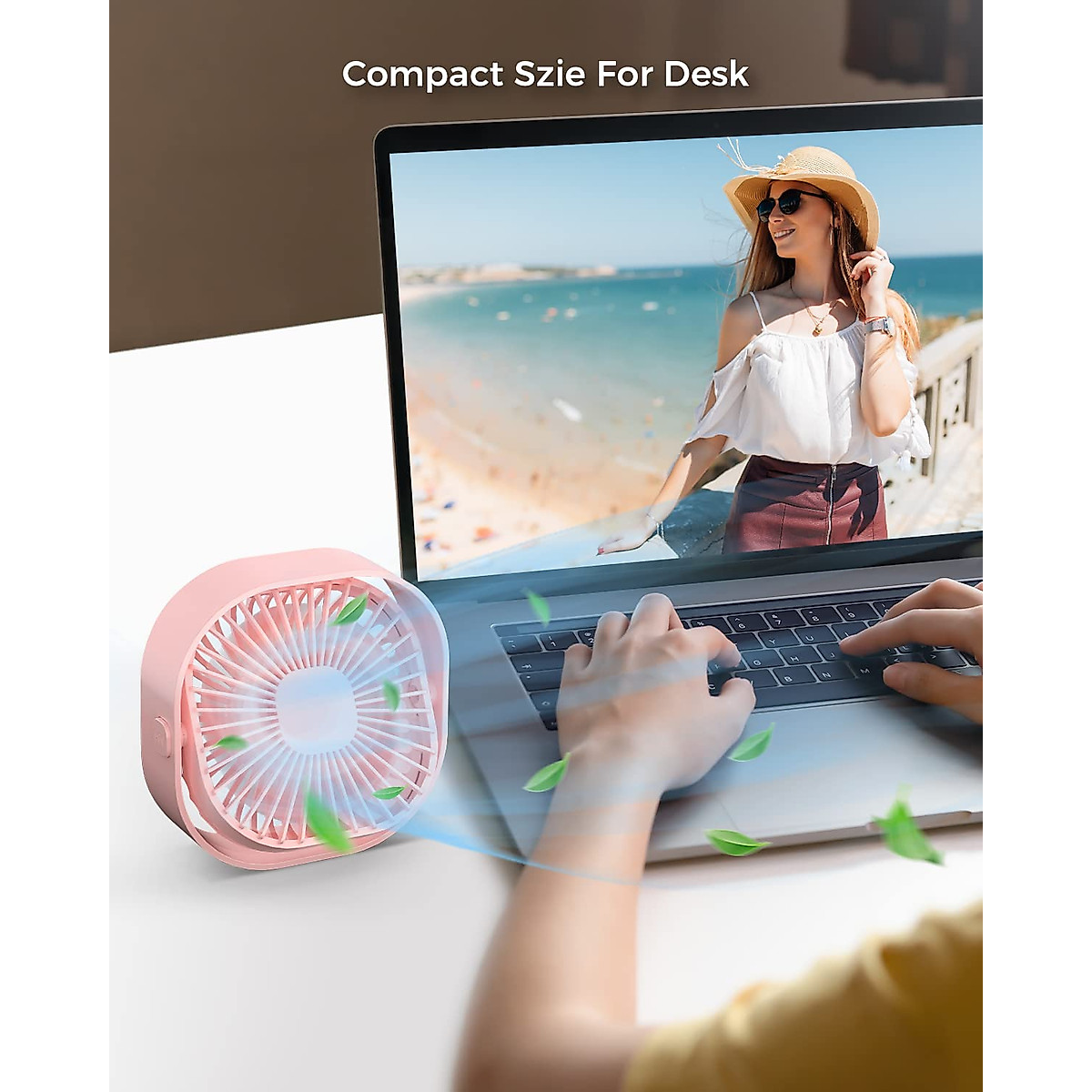 RJVW Small USB Desk Fan,3 Speeds Portable Table Fan, 4 inch Personal Mini Fan,Small Cooling Fan by USB Plug In, 360°Rotatable Desktop Fan for Home Office Bedroom Dorm Indoor Outdoor Summer Gift