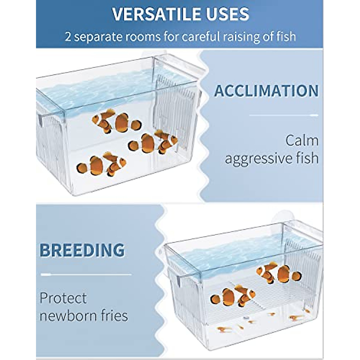 Pawfly Aquarium Fish Breeding Box Acrylic Hatchery Incubator Tank with Suction Cups Small Isolation Box for Baby Small Fish Shrimp and Betta