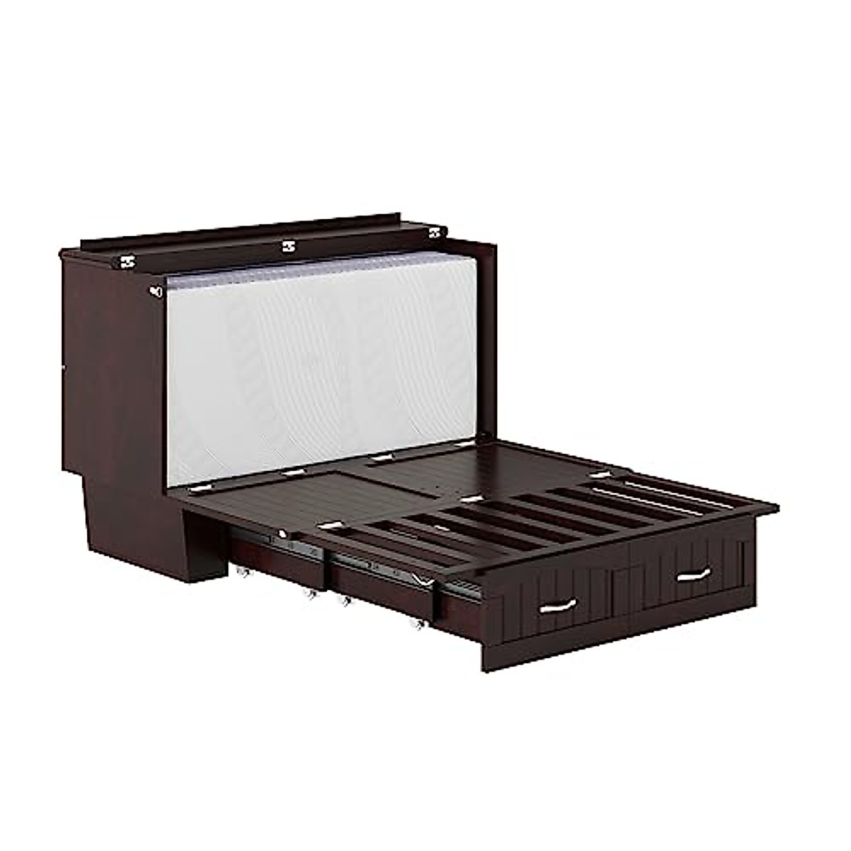 AFI, Nantucket Murphy Bed Chest with 6 inch Memory Foam Folding Matttress, Built-in Charging Station and Storage Drawer, Full, Espresso
