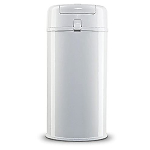 Bubula Premium Steel Diaper Waste Pail with Air Tight Lid and Lock, White/White