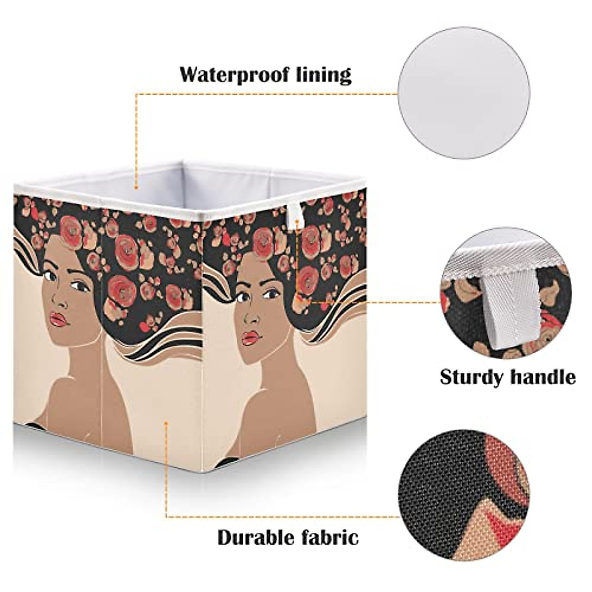 Girl Hair Roses Storage Basket Storage Bin Square Collapsible Toy Bins Clothes Toys Bin Organizer for Childrens Toys Playroom