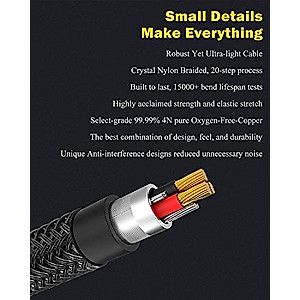 SOLMIMI Headphone Splitter 3.5mm TRRS Stereo Audio Y Splitter Braided 4-Pole Male to 2-Female Dual Headphone Jack Splitter Adapter for Headset PC Smartphone Xbox PS4 & More - Matte Black(1ft-30cm)