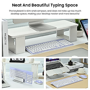 cimetech Wireless Keyboard and Mouse Combo, Compact Full Size Wireless Computer Keyboard and Mouse Set 2.4G Ultra-Thin Sleek Design for Windows, Computer, Desktop, PC, Notebook - Purple