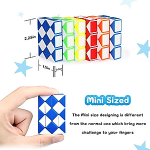 Ganowo 24 Pack Fidget Snake Cube, Mini Twist Puzzle Party Bag Fillers Bulk Toys for Kids Teens Birthday Stocking Stuffers Party Favors Supplies Goodie Bags Fillers, Random Colors