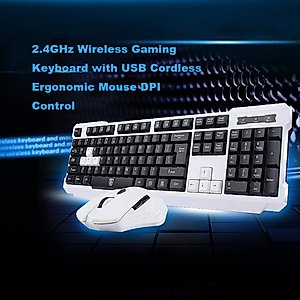 UniFire V60 Waterproof 2.4G Wireless Gaming Keyboard with Mouse DPI Control For DESKTOP PC Laptop Wireless Keyboard Mouse Combos (white)