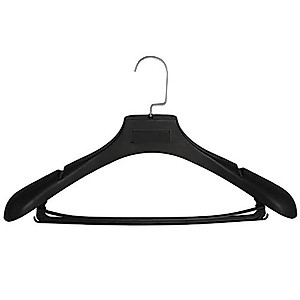 Plastic Extra Wide Suit Hangers, Pack of 15, Width: 17.7",Notched Shoulders & Swivel Hooks, Black