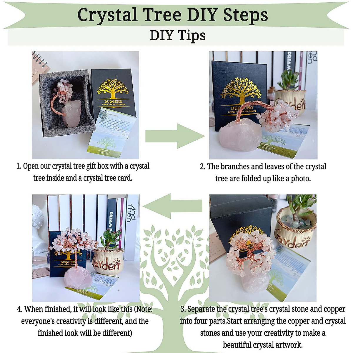 DUQGUHO Crystal Tree Amethyst Crystal with Natural Quartz Amethyst Stone Base Crystal Tree for Decor Reiki Luck Crystal Spiritual Gifts