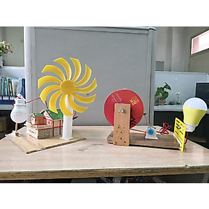 Small Wind Turbine Generator Micro DC Motor Power Wind Turbines Electricity Fan Blades Model Bicycle LED Light DIY Kits for Teaching Physical Power Generation Science Experiment