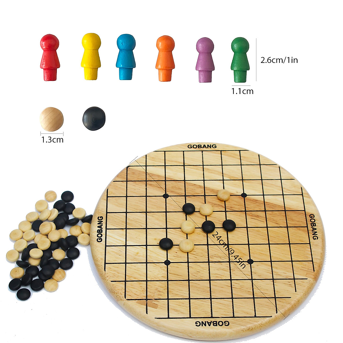 TOWO Wooden Chinese Checkers and Gobang (Five in a Row) 2 in 1 Board Game - Chinese Chequers Family Board Games for Kids and Adults- Wooden Toys for 6 Years Old