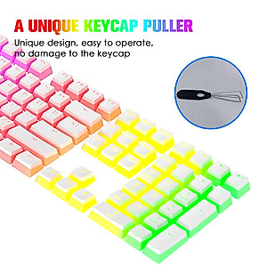 MANBASNAKE Pudding Keycaps Double Shot PBT Keycap Set with Translucent Layer,for 104 87 61 Keys RGB Backlit Mechanical Keyboards,OEM Profile,US Layout-White