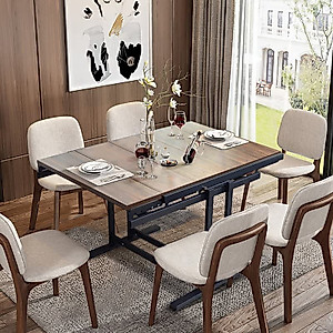 Brefhome Convertible 2 in 1 Shelf to Table,Bookshelf Desk & Dining Table for Small Spaces,Multipurpose Storage Shelf Display Rack,Kitchen & Dining Room