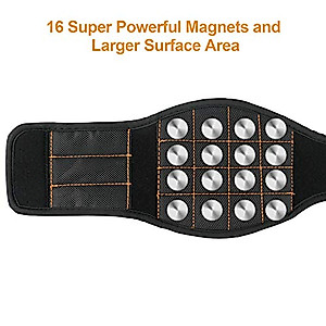 LATME Magnetic Wristband with 16 Strong Magnets for Holding Screws Nails Drill Bits-Best Armband Tool for DIY Handyman Unique Gift for Men (Black with thumb loop)