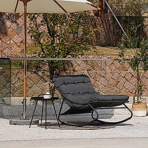 Grand patio Indoor & Outdoor Samba Rocking Chair - Deluxe Lounge Chair with Thick Padded Cushion, Enlarged Armless Seat - Rocking Chair for Front Porch, Garden, Backyard - Grey