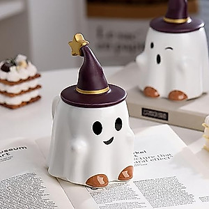 Kapley Halloween Coffee Cups, Mug, Pumpkin Cups, Festive Holiday Mugs, Ceramic Mug With Handle And Spoon, Perfect For Halloween Decor And Best Gifts For Coffee Lover (Smile)