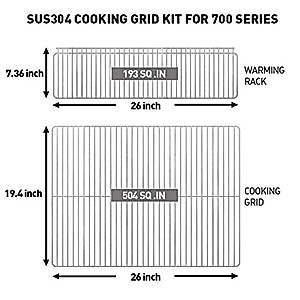 Z GRILLS SUS304 Stainless Steel Cooking Grates Cooking Grid KIT for 700 Series ZGRILLS Pellet Grill with 1 Cooking Grid and 1 Warming Rack