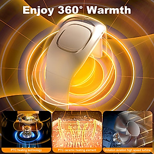 Space Heaters for Indoor Use, Foldable Heated Mouse Pad Hand Warmer, Portable Electric Small Desk Heater for Office, Ceramic Energy Efficient Heater with Thermostat, Christmas Gifts (Beige)