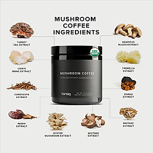 Ultra Concentrated Organic Mushroom Coffee 3,500mg 10:1 Extract - Colombian Sourced Beans 10 Mushroom Blend with Lion's Mane and Cordyceps - Mushroom Powder Coffee Organic Alternative Blend -TQ