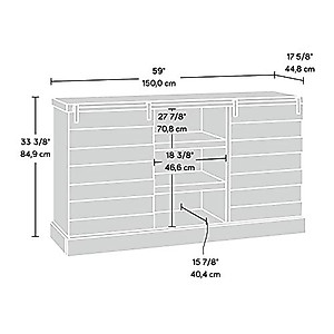 Sauder Cannery Bridge Credenza, L: 17.638" x W: 59.370" x H: 33.425", Mystic Oak finish