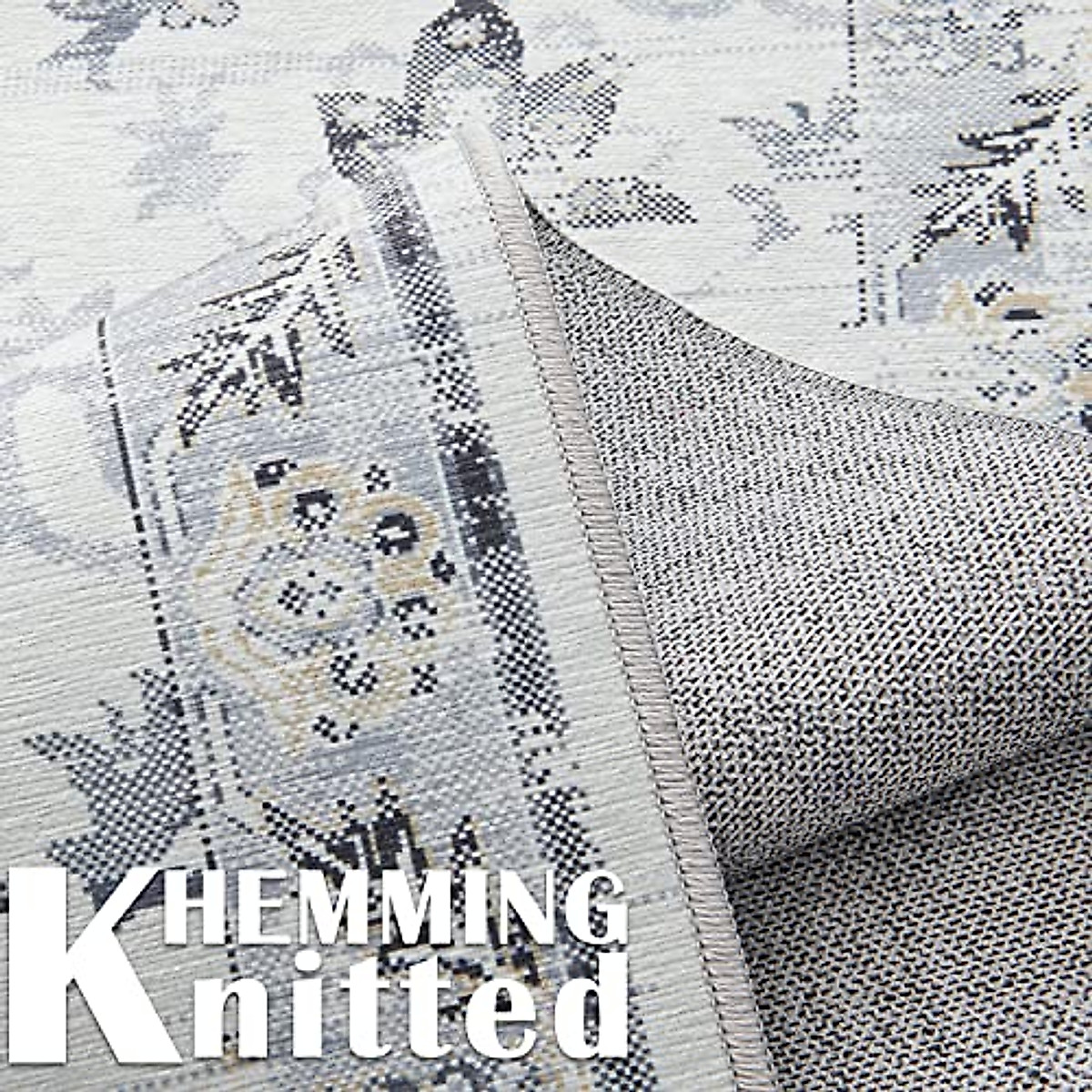 jinchan Area Rug 5x7 Washable Rug Kitchen Light Grey Floral Print Rug Farmhouse Indoor Accent Rug Boho Floor Cover Foldable Thin Rug Non Slip Soft Bath Mat for Bedroom Living Room Dining Room