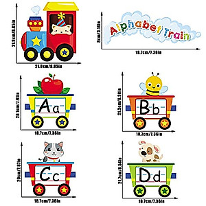 Alphabet Train Bulletin Board Set Animals Alphabet Cards Alphabet Line for Classroom Wall Letters Banner Decor Early Learning Bedroom Nursery Playroom Decorations Children Kids Teens