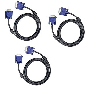 DaFuRui 3Pack VGA to VGA Cable，10Ft HD15 VGA Male to Male Cable for TV Computer VGA Monitor Cable with Blue Connector