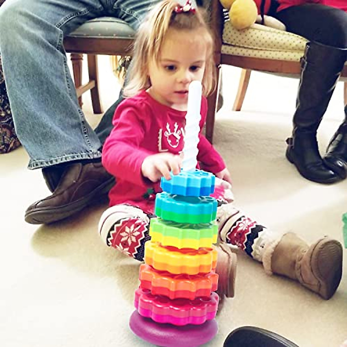 Baby Spinning Toy – Stacking Toy for Babies and Toddlers – Educational Toddler Learning Toys – Rainbow Spinning Wheel Toy for Focus, Dexterity, Brain Development, Interactive Learning Stacking Toys