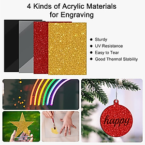 Csyidio 220PCS Engraving Material Box, DIY Materials Apply to All Laser Engravers with Instructions, Laser Engraving Supplies Including Acrylic Sheet, Metal Materials, Wood Materials