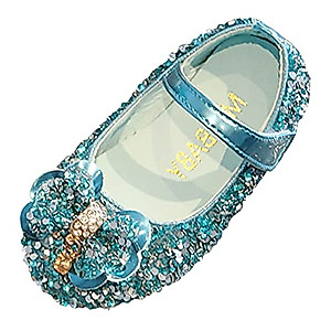 Children Shoes Fashion Band Diamond Flat Bottom Princess Shoes Fashion Bow Princess Shoes Soft Bottom Tennis Shoes Girl (Blue, 18-24 Months)