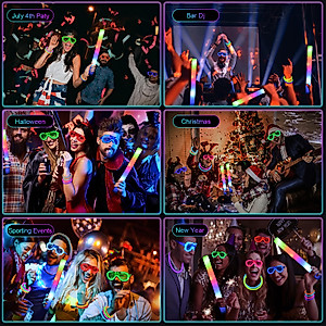 SHQDD 248 PCS Glow Party Supplies, 24 PCS Foam Glow Sticks, 24 PCS LED Glasses and 200 PCS Glow Sticks Bracelets, Neon Party Favors for Glow Party, Wedding, Concert, Raves and Birthday