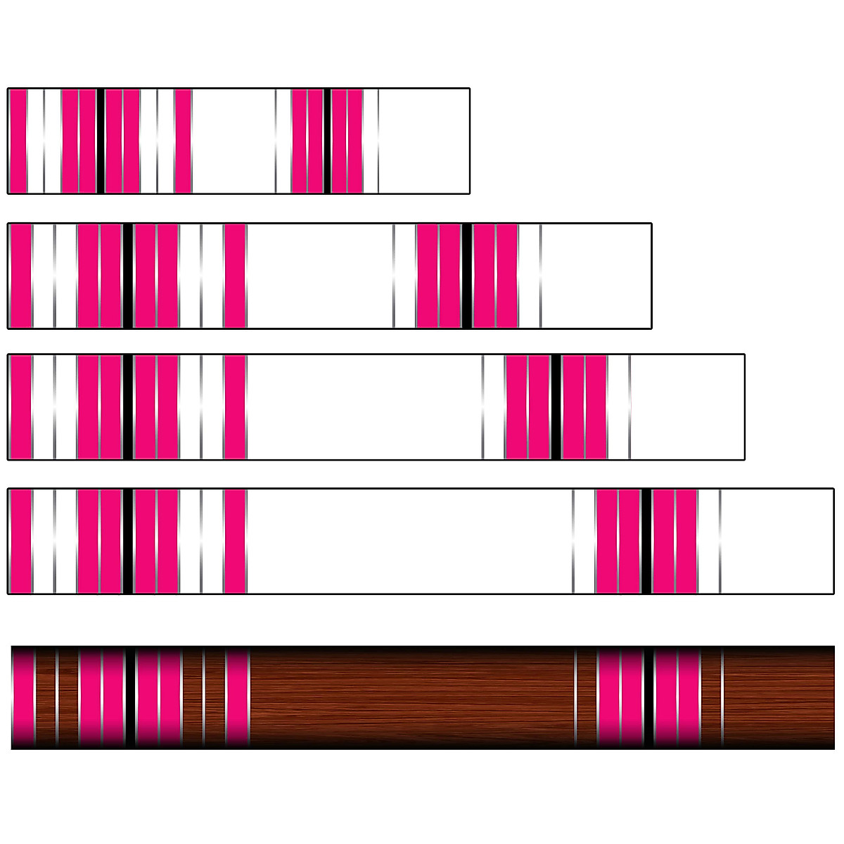 White Water Archery Non-Laminated Clear Transparent Pink Crests Traditional 13 Arrow Wraps 15 Pc Pack Choose Length Width (9, 1.4)