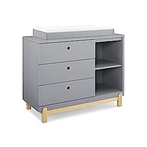 Delta Children Poppy Crib 7-Piece Baby Nursery Furniture Set–Includes: Convertible Crib, Glider, Dresser, Changing Top, Crib Mattress, Sheets, & Changing Pad, Grey w/Natural