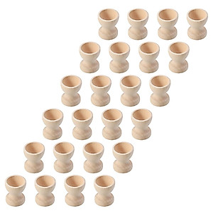 Toddmomy 24Pcs Wooden Egg Cups Easter Egg Cup Wood Egg Stands Easter Egg Holders Stands for DIY Crafts Easter Party Supplies