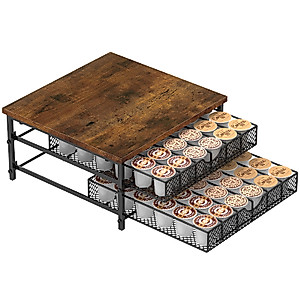 MOOACE Coffee Pod Holder for K Cup Holder Drawer Holder, Coffee Pod Drawer For Counter, 2 Tier K-Cup Storage With Sliding Baskets, 72 Capacity Pods Organizer Cups Capsule for Coffee Station, Black