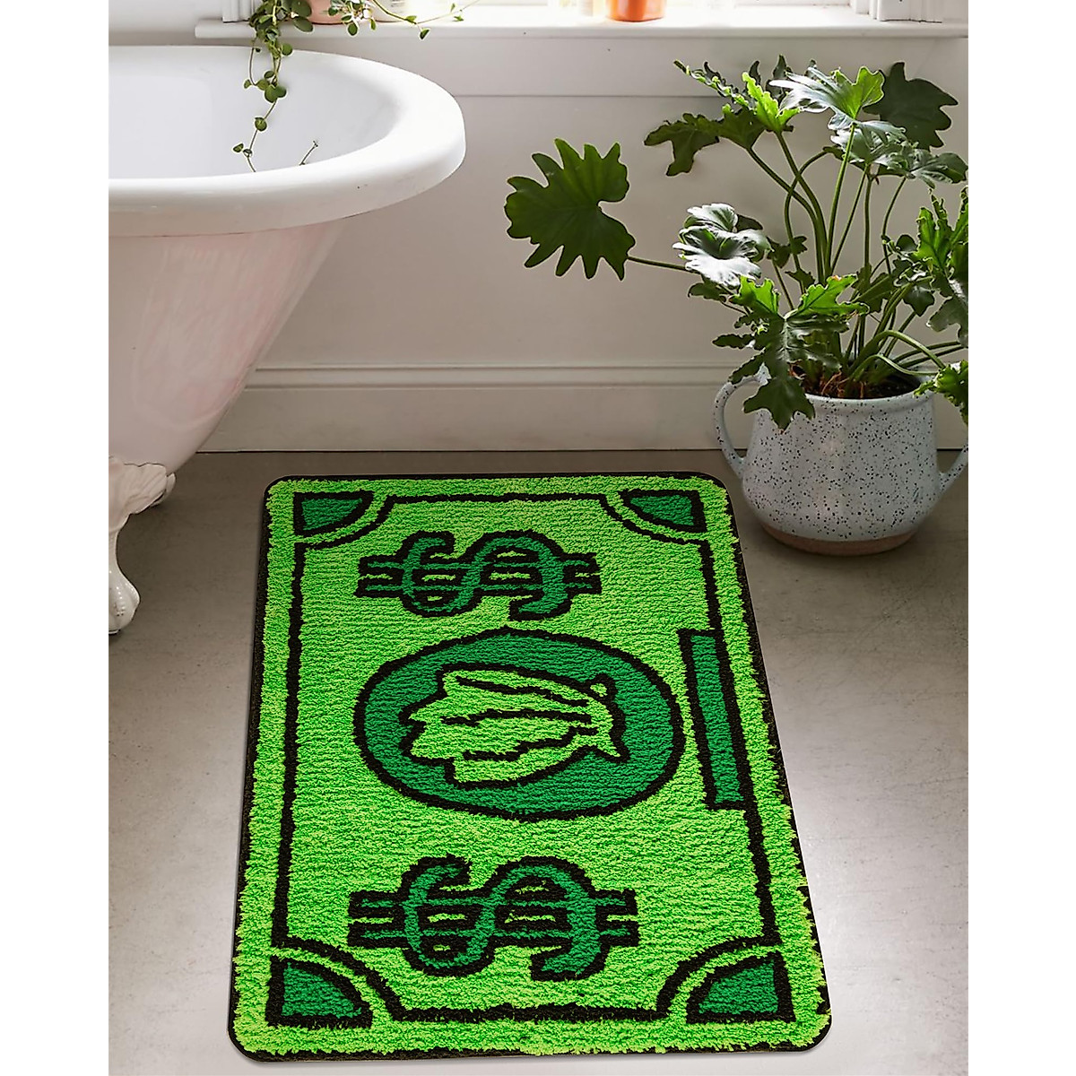 RoomTalks Cute Money Rug 2x3 Cartoon Funny Cool Small Throw Rugs for Girls Bedroom Kids Bathroom Kitchen Dorm Non Slip Machine Washable Soft Shag Accent Floor Rug, Unique Gift for Kids Girls