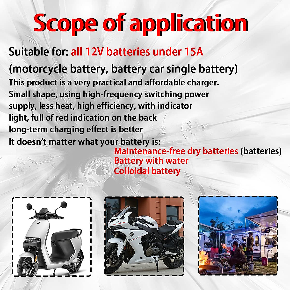 12V Sealed Lead Acid Battery Charger, 1300mA SLA Charger Adapter, Short Circuit Protection and LED Indicator Light, Automotive Accessories for Car, SUV, Tractor, Motorcycle